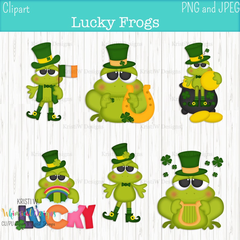 Lucky Frogs Clipart Commercial Use Clipart PNG JPEG - Etsy Canada