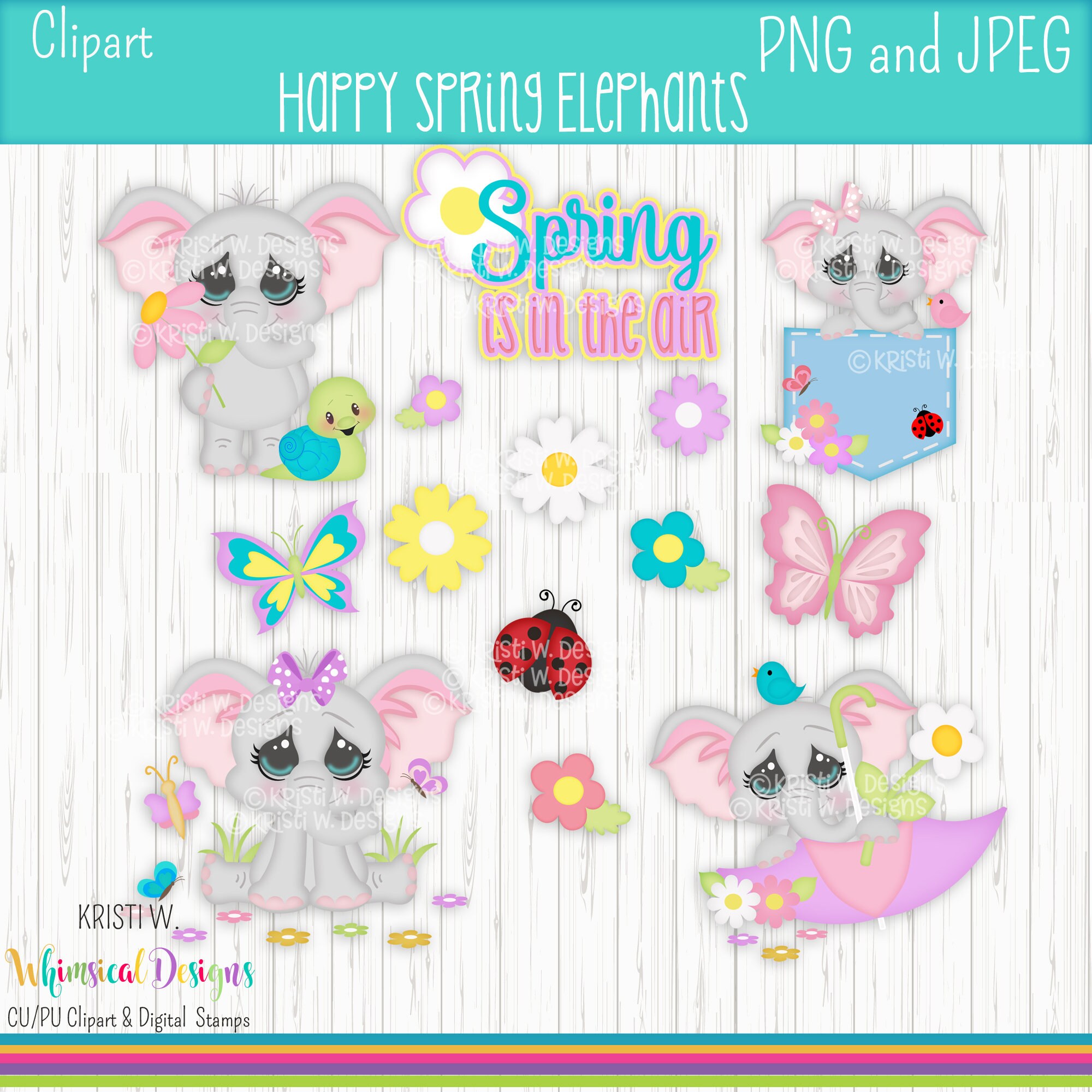 Happy Spring Clipart Commercial Use Clipart PNG JPEG - Etsy
