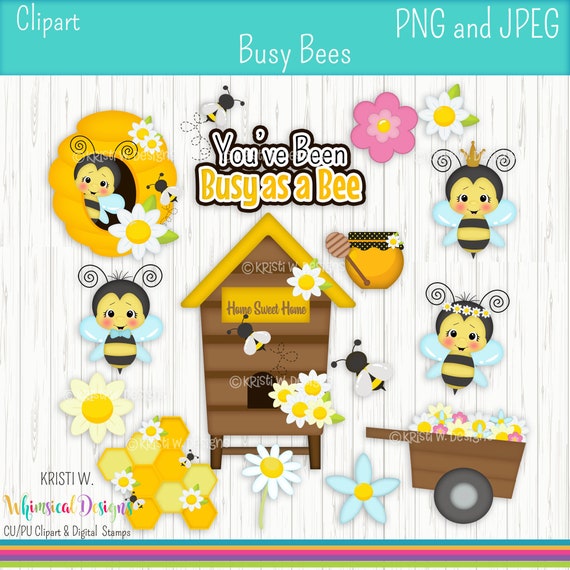 Busy Bees Clipart Commercial Use Clipart PNG JPEG Graphics - Etsy