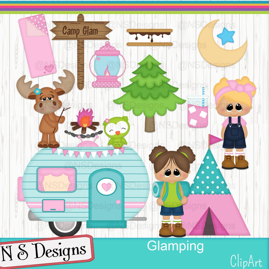 Glamping 1 Clipart commercial Use Clipart Digital Clip Art - Etsy