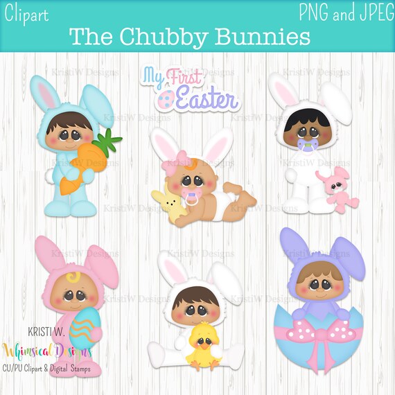The Chubby Bunnies Clipart Commercial Use Clipart PNG JPEG | Etsy
