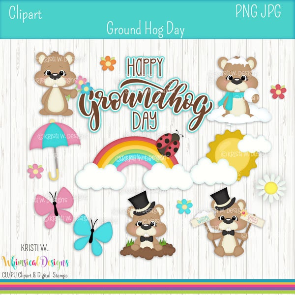 Groundhog Day Clipart Commercial Use Clipart PNG JPEG | Etsy