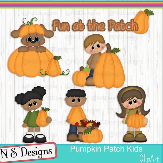 Pumpkin Patch Kids Clipart commercial Use Clipart Digital - Etsy
