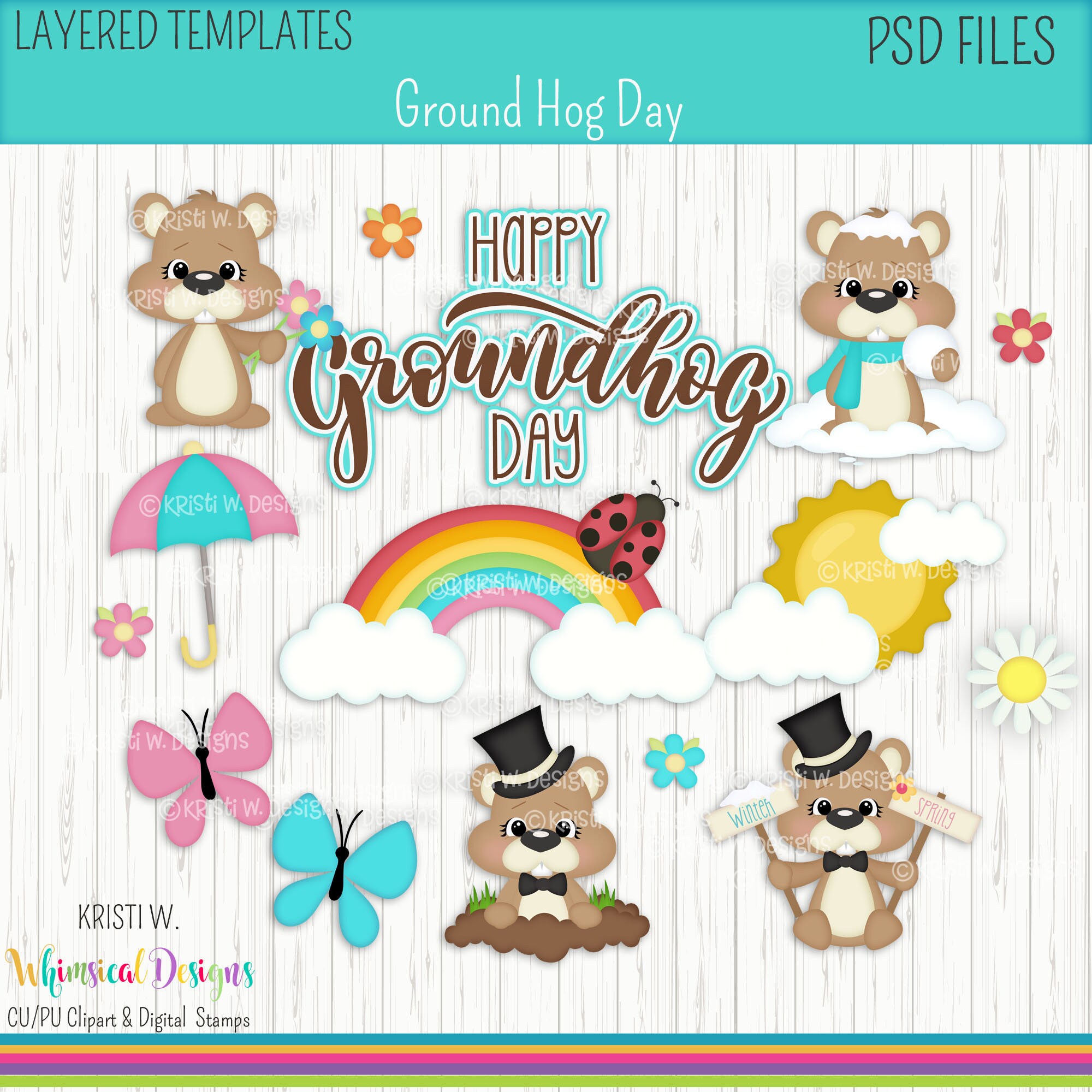Groundhog Day Templates Commercial Use Digital PSD Layered - Etsy