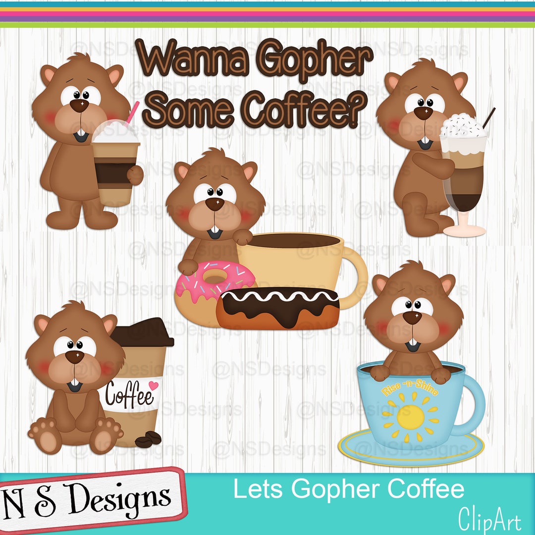 Let's Gopher Coffee Clipart commercial Use Clipart - Etsy