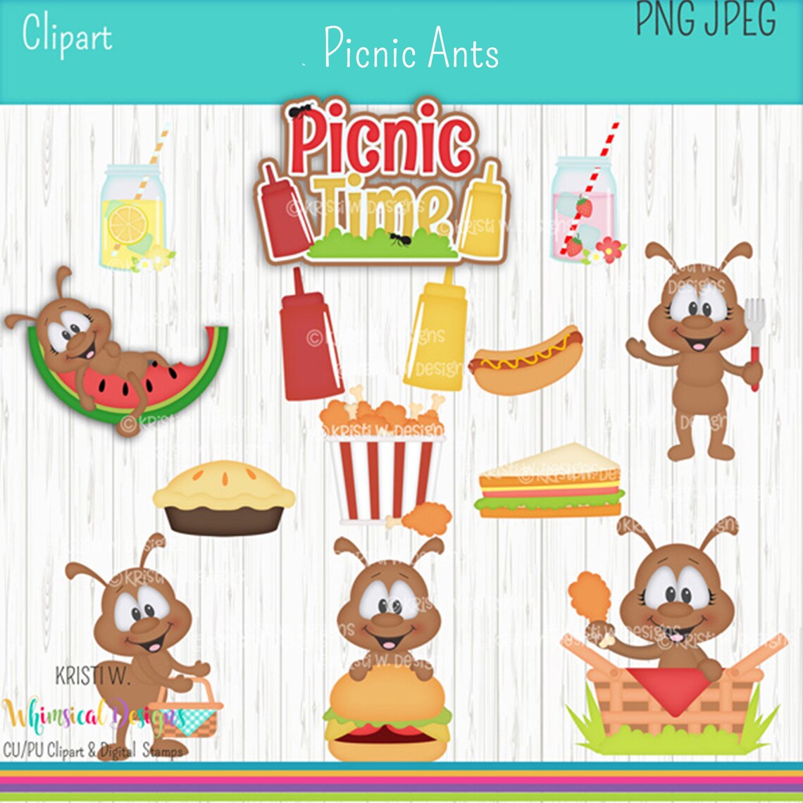 Picnic Ants Clipart Clipart Commercial Use Clipart PNG JPEG - Etsy