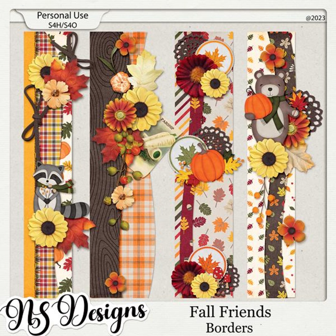Fall Friends Borders, Digital Scrapbook Kit, Scrapbooking - Etsy