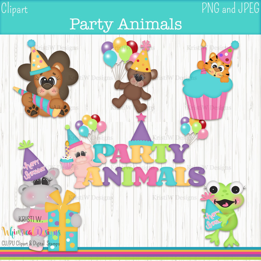 Party Animals Clipart Commercial Use Clipart PNG JPEG - Etsy Canada
