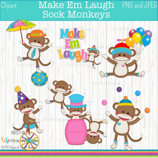 Sock Monkey Clip Art - Etsy