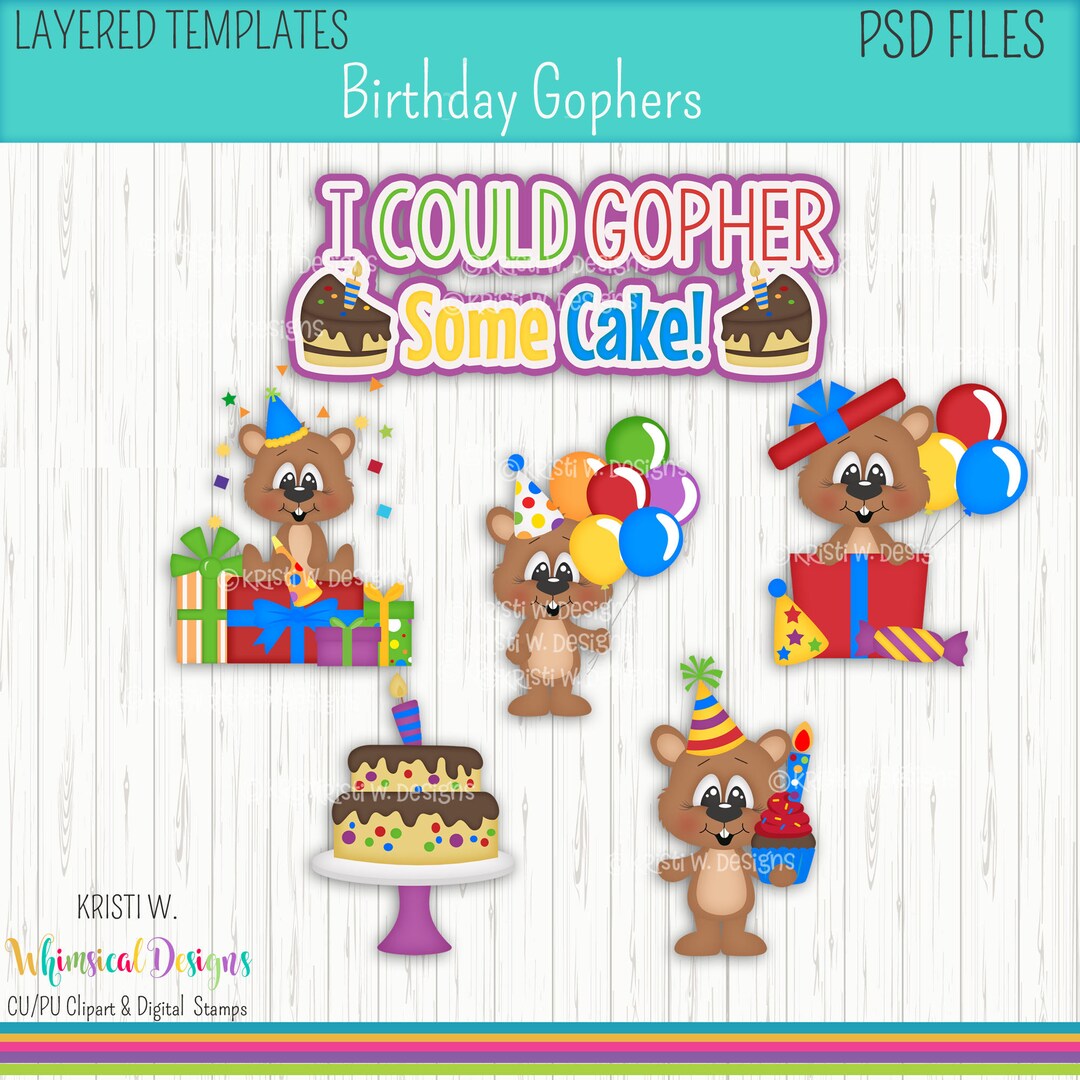 Birthday Gophers Birthday Templates Commercial Use Digital - Etsy