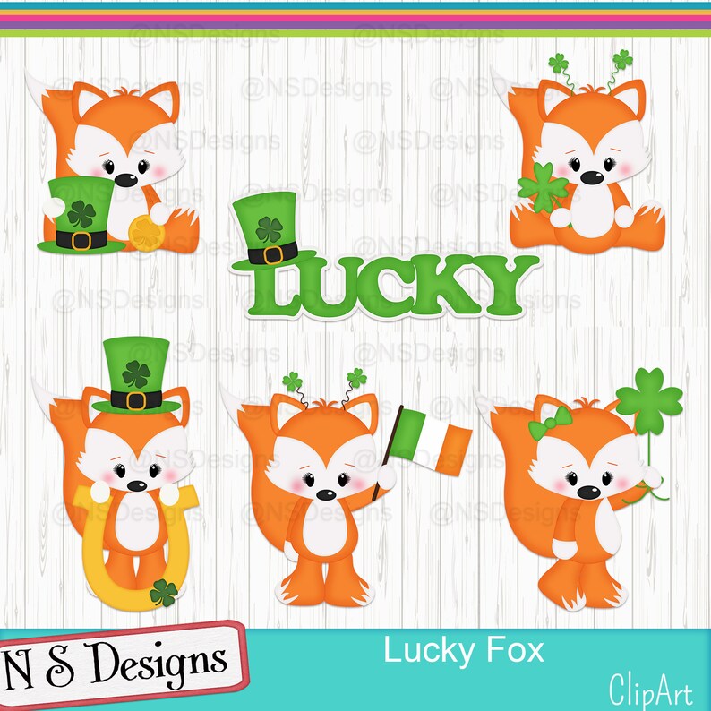 Lucky Fox Clipart commercial Use Clipart Digital Clip Art - Etsy Canada