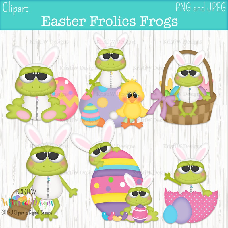 Easter Frolic Frogs Clipart Commercial Use Clipart PNG JPEG - Etsy