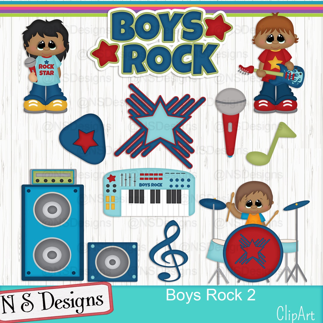 Boys Rock 2 Clipart-commercial Use, Clipart, Digital Clip Art, Kristi W ...