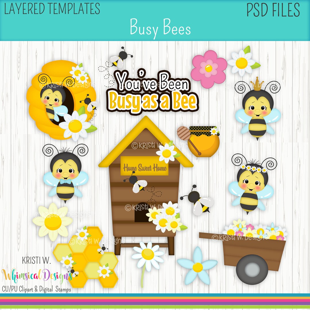 Busy Bees Templates Commercial Use Digital PSD Layered - Etsy
