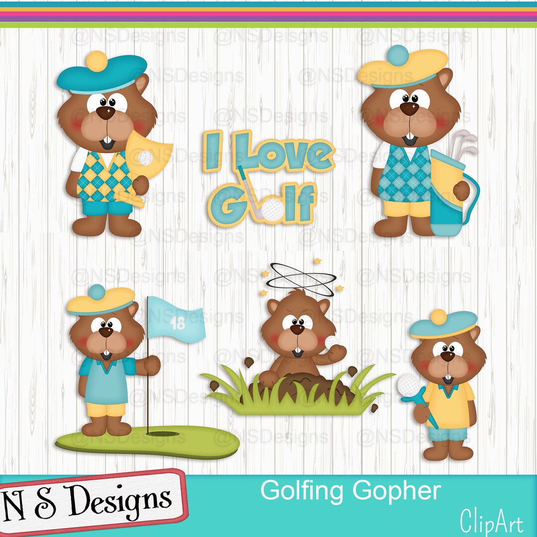 Golfing Gopher Clipart commercial Use Clipart Digital Clip - Etsy