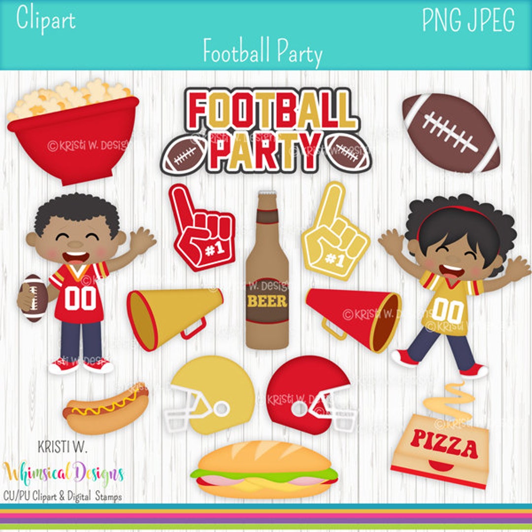 Football Party 1 Clipart clipart Commercial Use Clipart PNG - Etsy