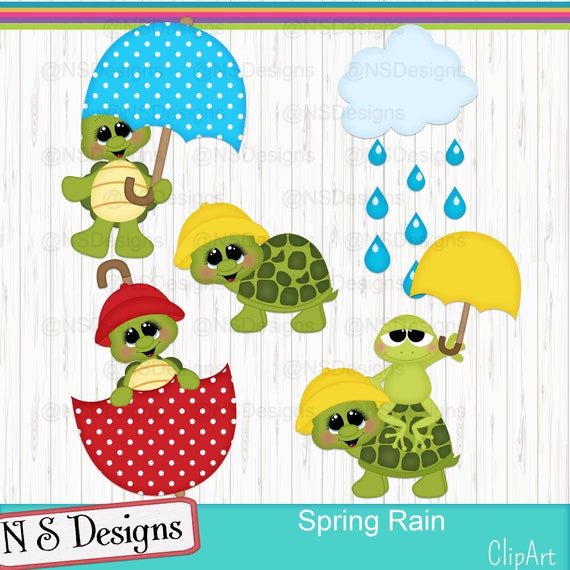 Spring Rain Clipart commercial Use Clipart Digital Clip | Etsy