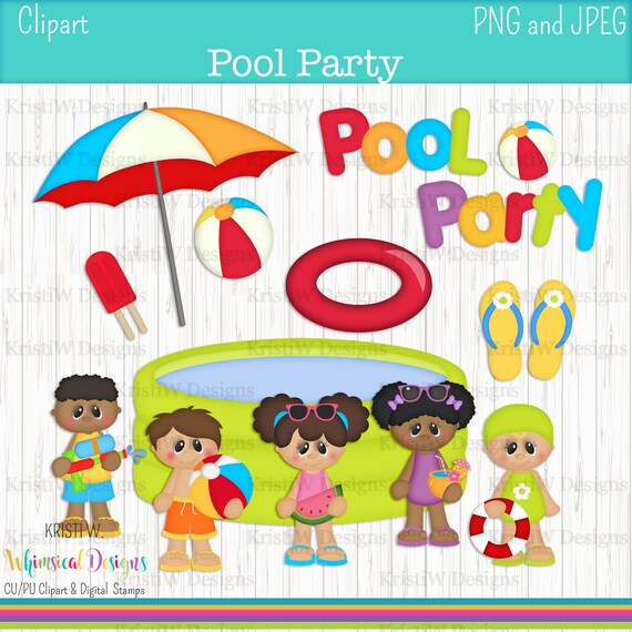 Pool Party Clipart Commercial Use Clipart PNG JPEG - Etsy