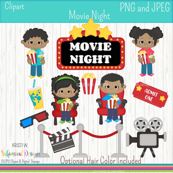 Movie Night Clip Art Printables - Etsy
