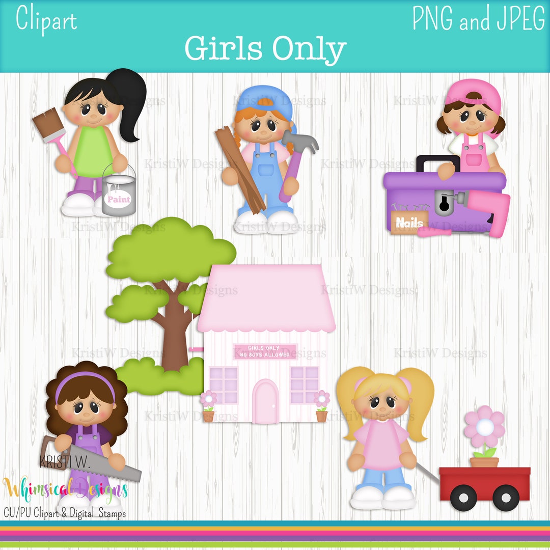 Girls Only Clipart Commercial Use Clipart PNG JPEG Graphics - Etsy