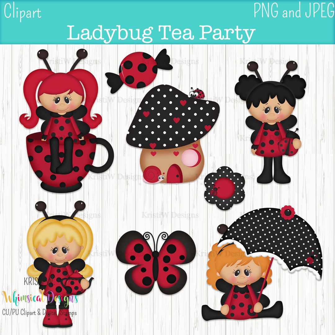 Ladybug Tea Party Clipart Commercial Use Clipart PNG JPEG - Etsy