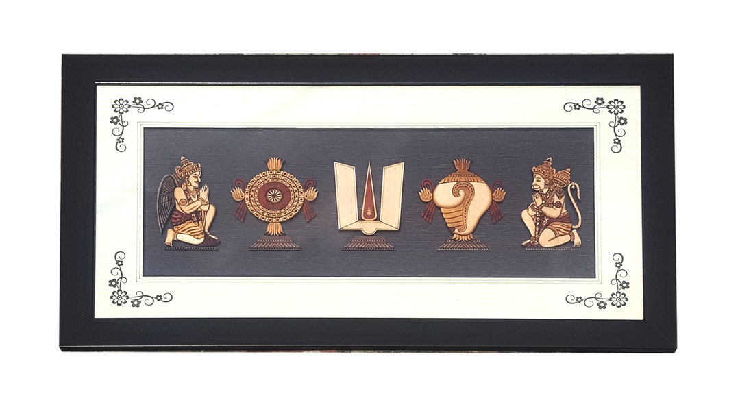 Wooden Wall Decor - Garuda Shanku Namam Chakra Hanuman - Multi Layered ...