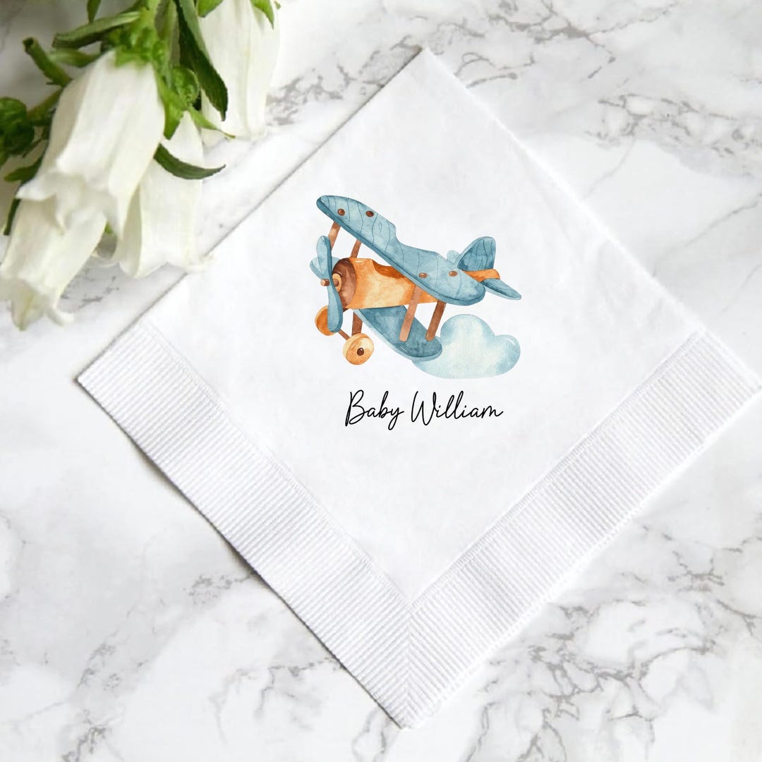 Personalized Airplane Birthday Napkins, Vintage Airplanes Party ...