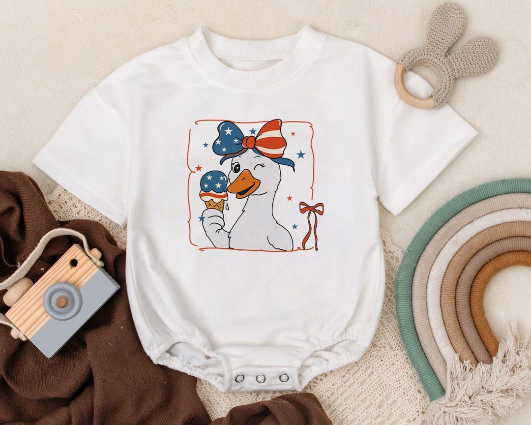 4th of July Goose Romper, 4th of July Mama Goose Baby Bodysuit, Retro ...