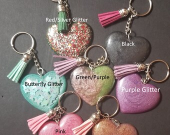 Handmade Resin Couple Heart Keychains - Etsy