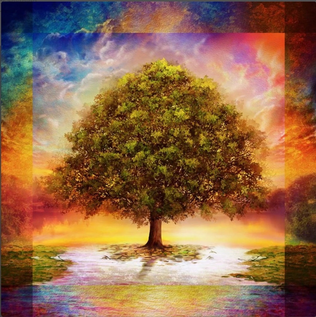 Tree of Life sunset Quilt Panel by Oasis Fabrics 59 X 59 - Etsy