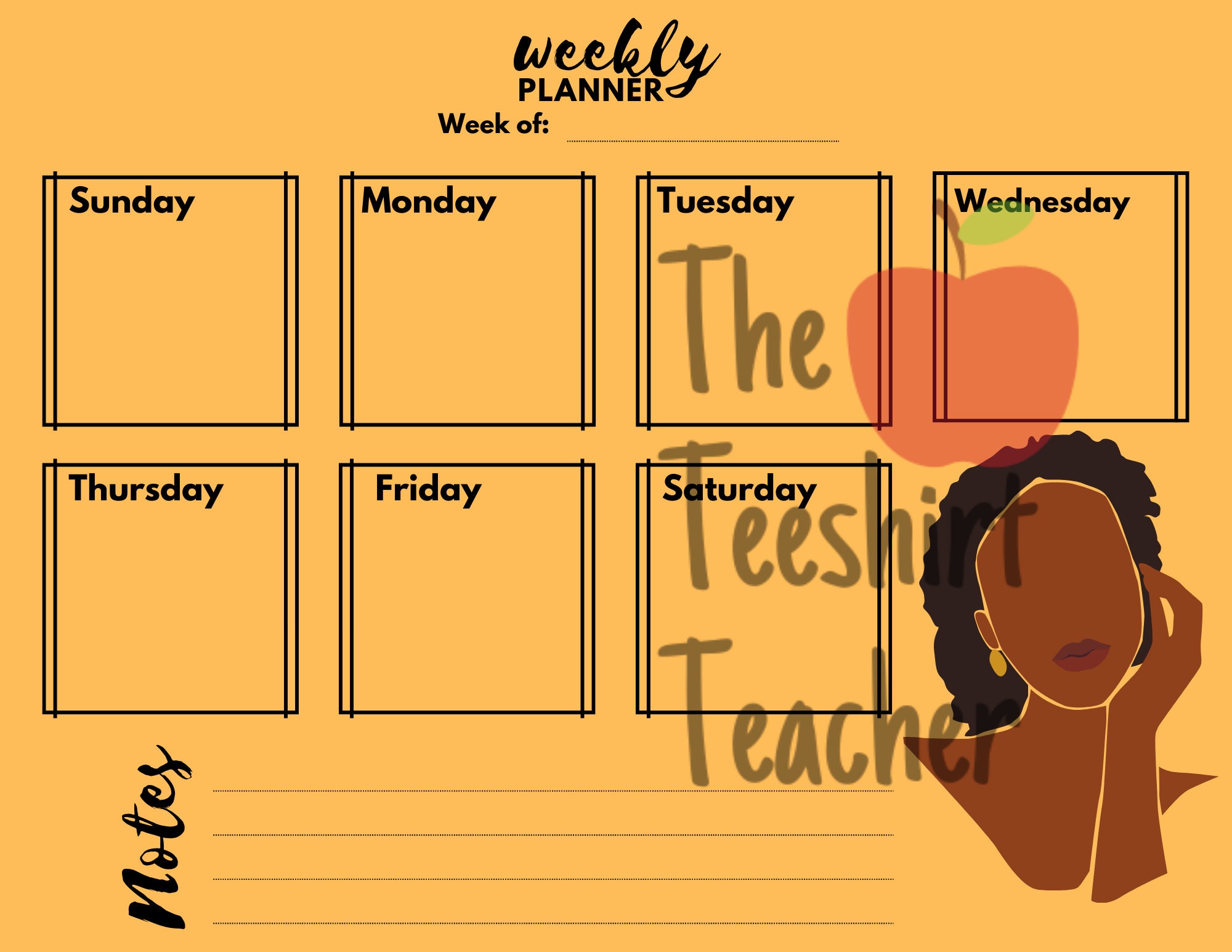 Black, African American, Digital Planner, Weekly Planner, Notes Pages ...