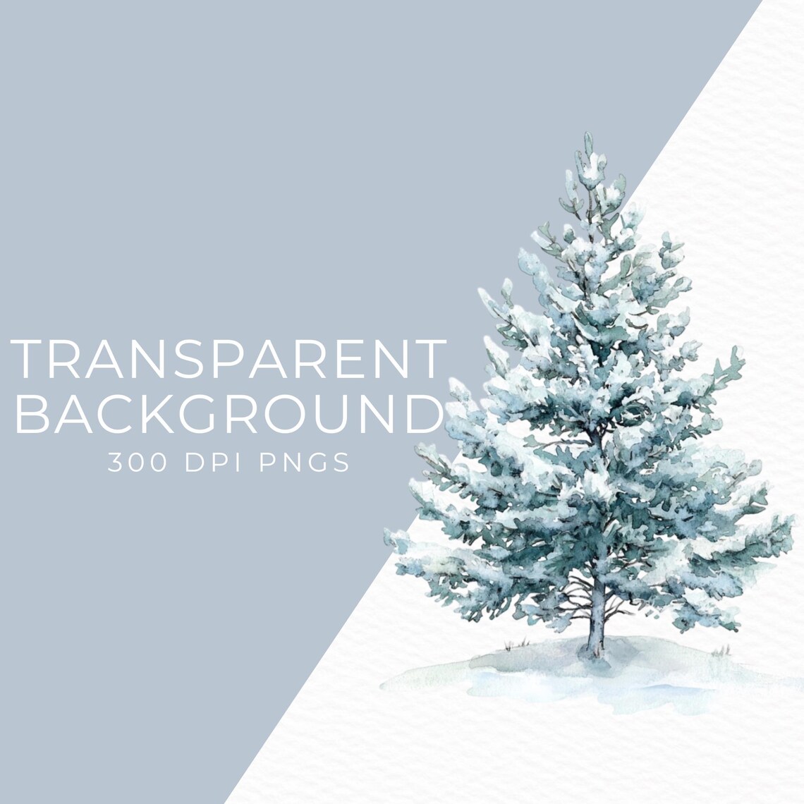 Snowy Tree Clipart, Winter Forest PNG, Rustic Tree Illustration, Pine ...