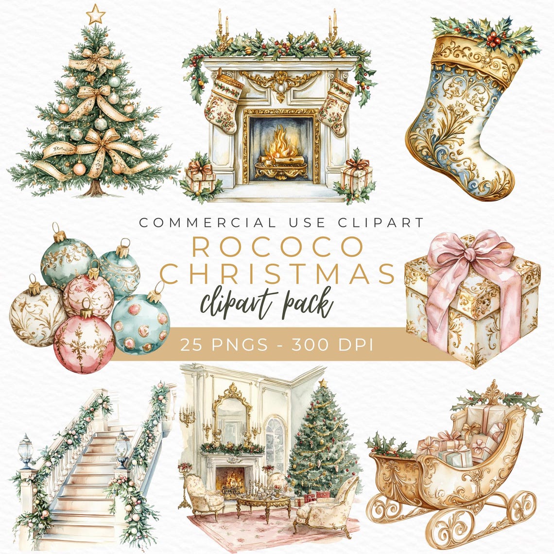 Rococo Christmas Clipart, Victorian Santa PNG, Baroque Holiday Art ...