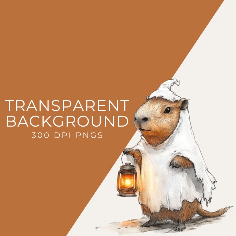 Halloween Capybara Clipart, Cute & Spooky Capybara PNG, Ghost Capybara ...