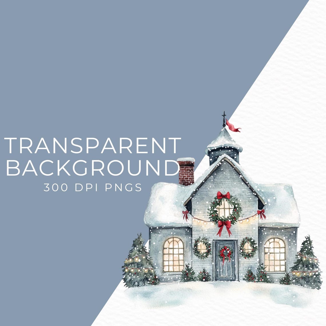 Christmas Small Town Clipart, Winter Village Scene, Festive Graphics ...