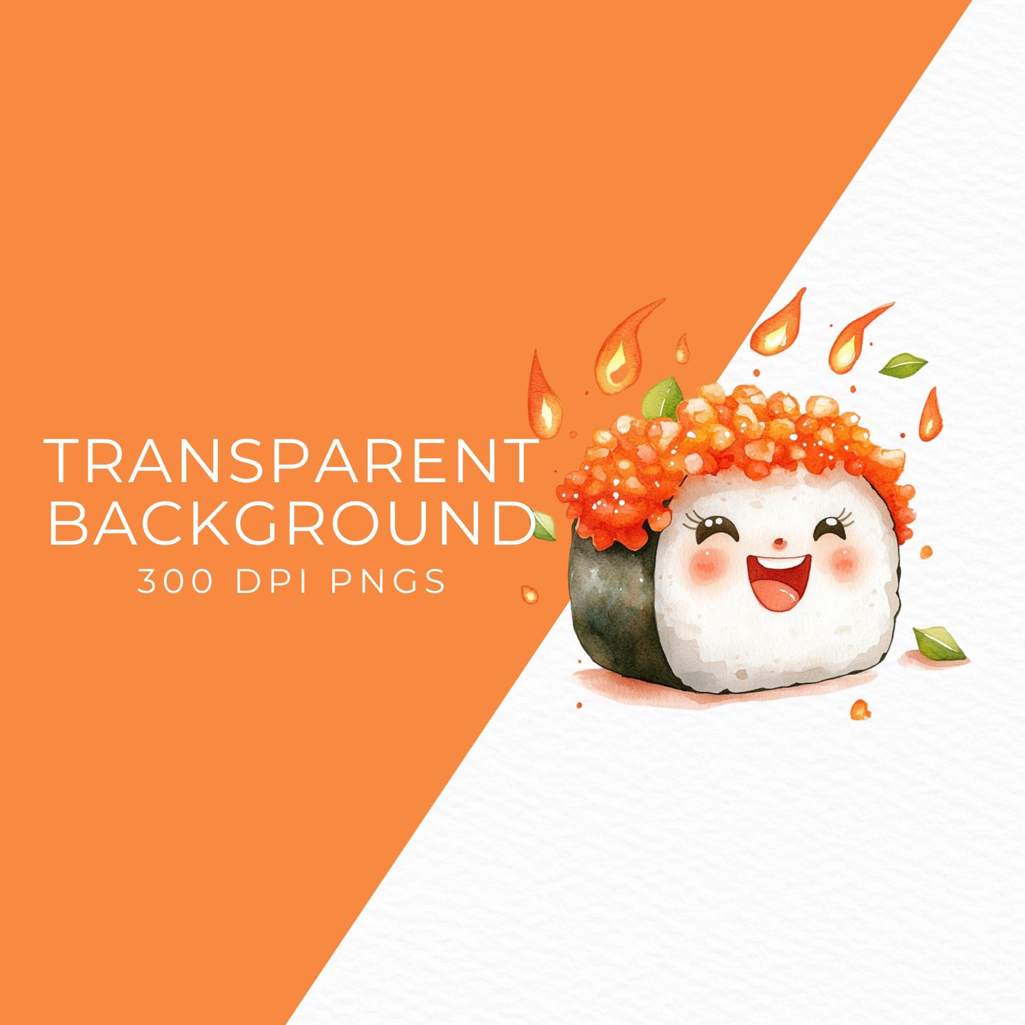 Kawaii Sushi Clipart, Cute Sushi PNG, Sushi Roll Illustration, Japanese ...