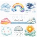 Clouds Clipart, Watercolor PNG, Fluffy Sky Illustration, Cute Pastel ...
