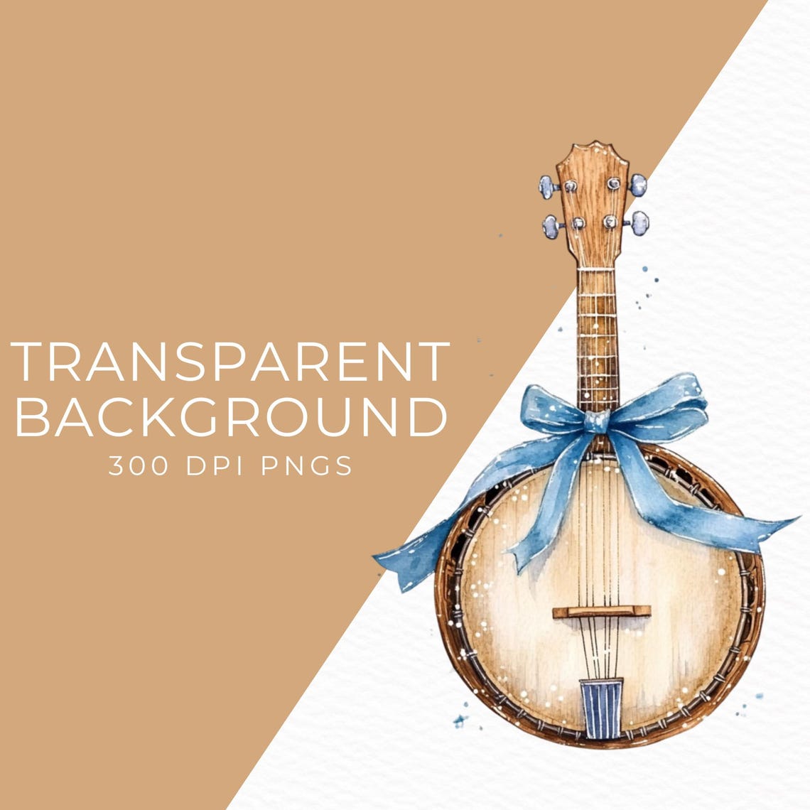 Banjo Clipart, Vintage Banjo PNG, Music Clipart, Musical Instrument ...