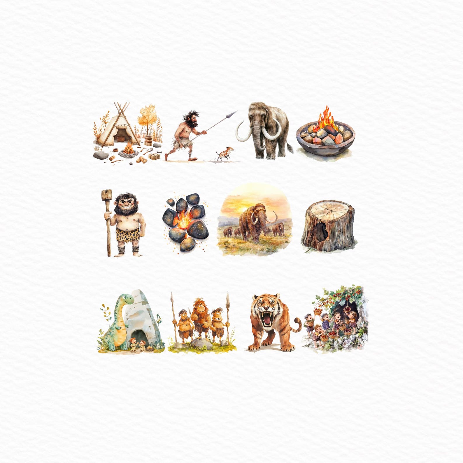 Stone Age Clipart: Prehistoric Illustrations, Educational Graphics ...