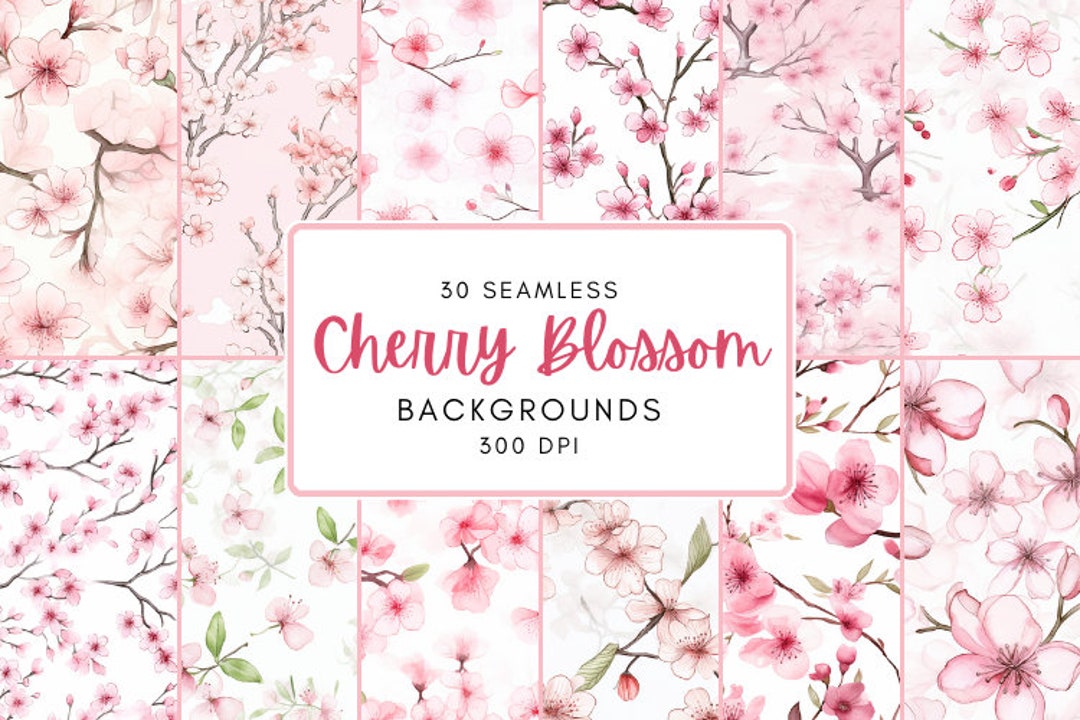 Cherry Blossom Digital Paper Pack Sakura Seamless Patterns Spring ...