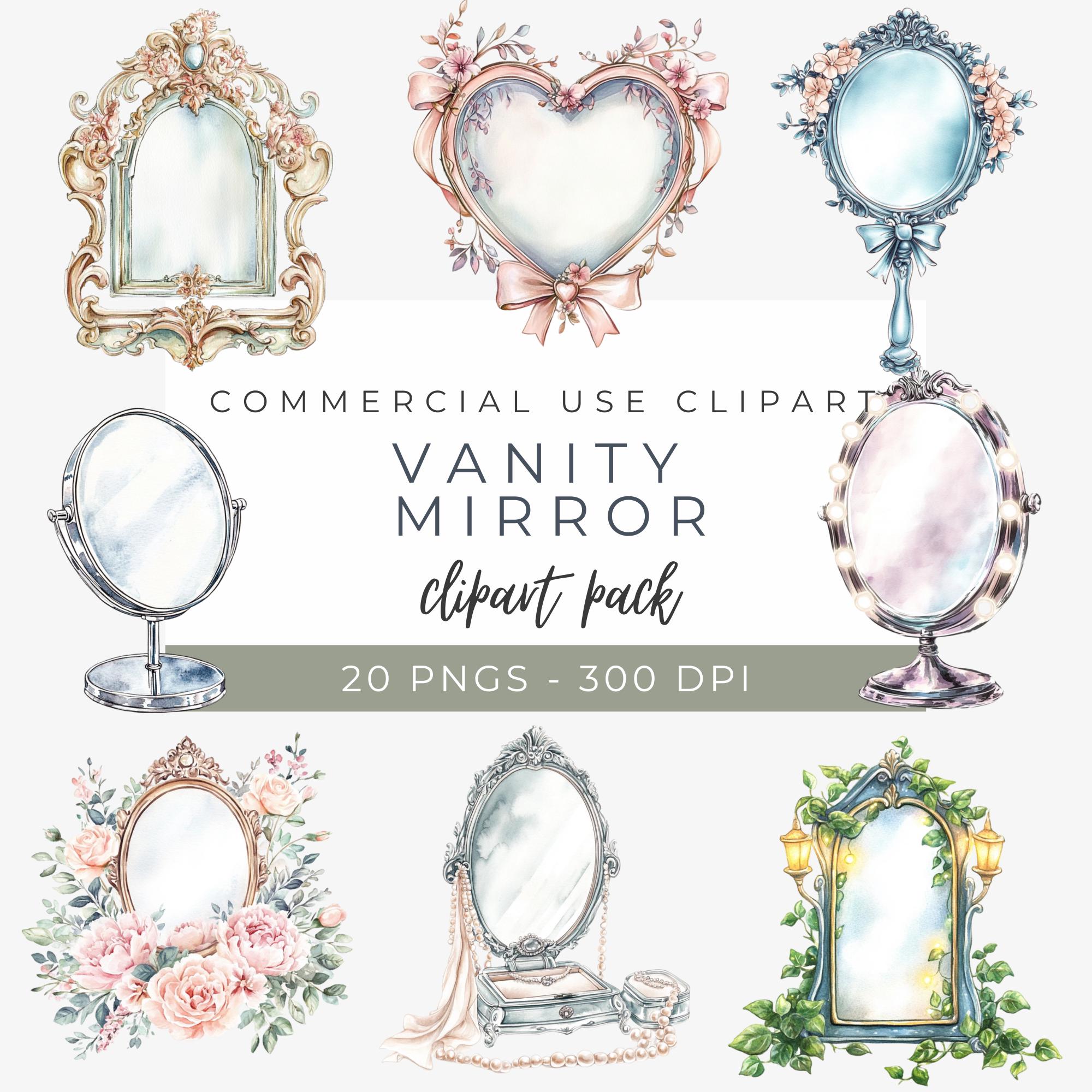 Vanity Mirror Clipart Watercolor Digital Art Bundle Ideal for Junk ...