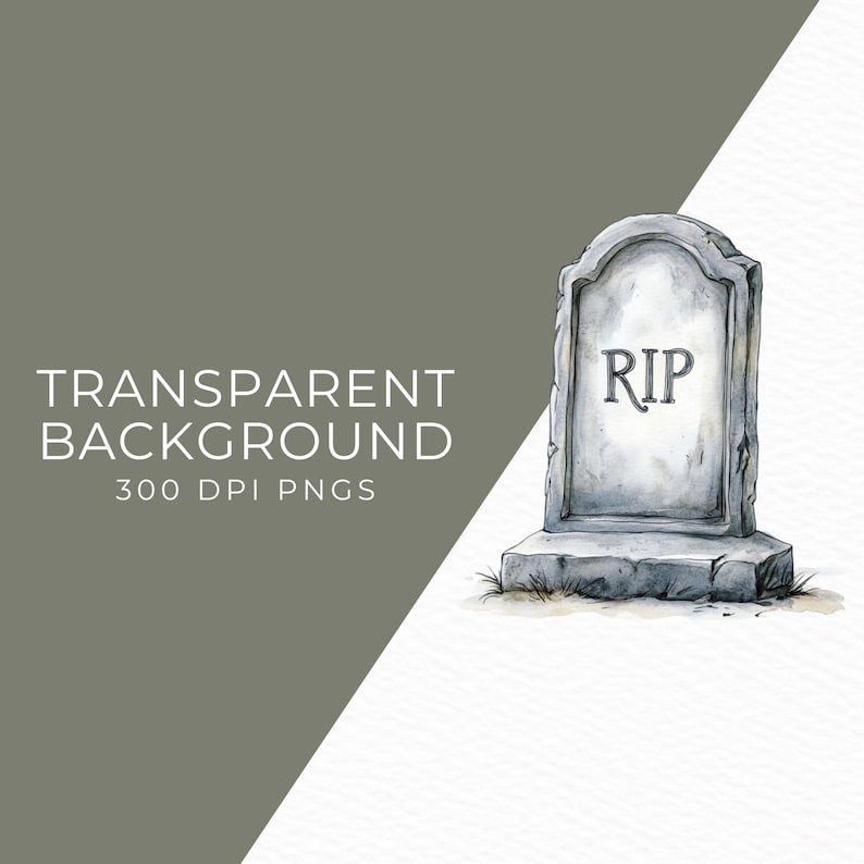 Tombstone Clipart, Spooky Graveyard PNG, Gravestone Illustration ...