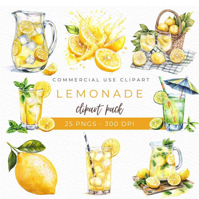 Lemonade Clipart - Etsy