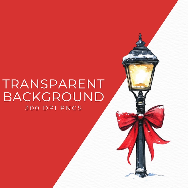 Christmas Lamp Post Clipart, Festive Holiday Art, Lamp Post ...