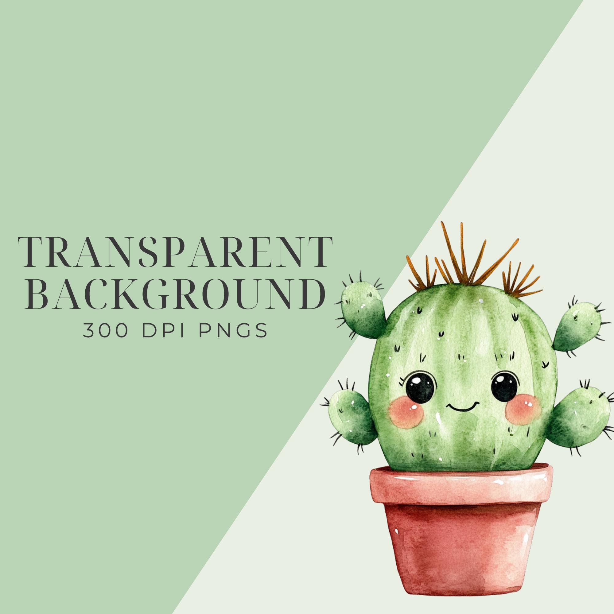 Cute Watercolor Cactus Clipart, Adorable Succulent Pngs, Plant Art for ...