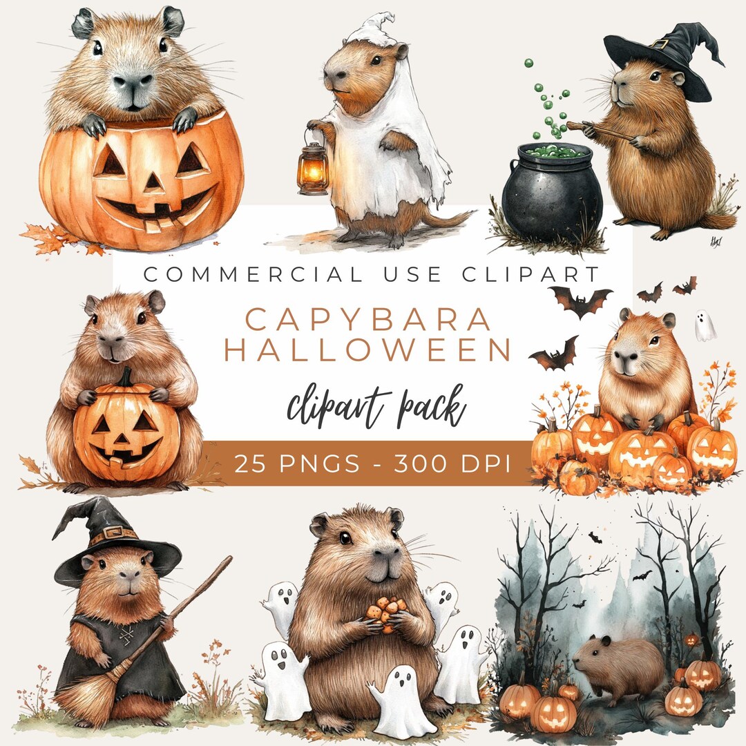 Halloween Capybara Clipart, Cute & Spooky Capybara PNG, Ghost Capybara ...
