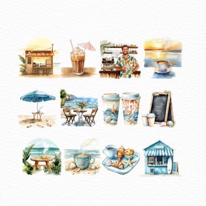 Beach Coffee Shop Clipart, Coffee Shop PNG, Tropical Clipart, Summer ...