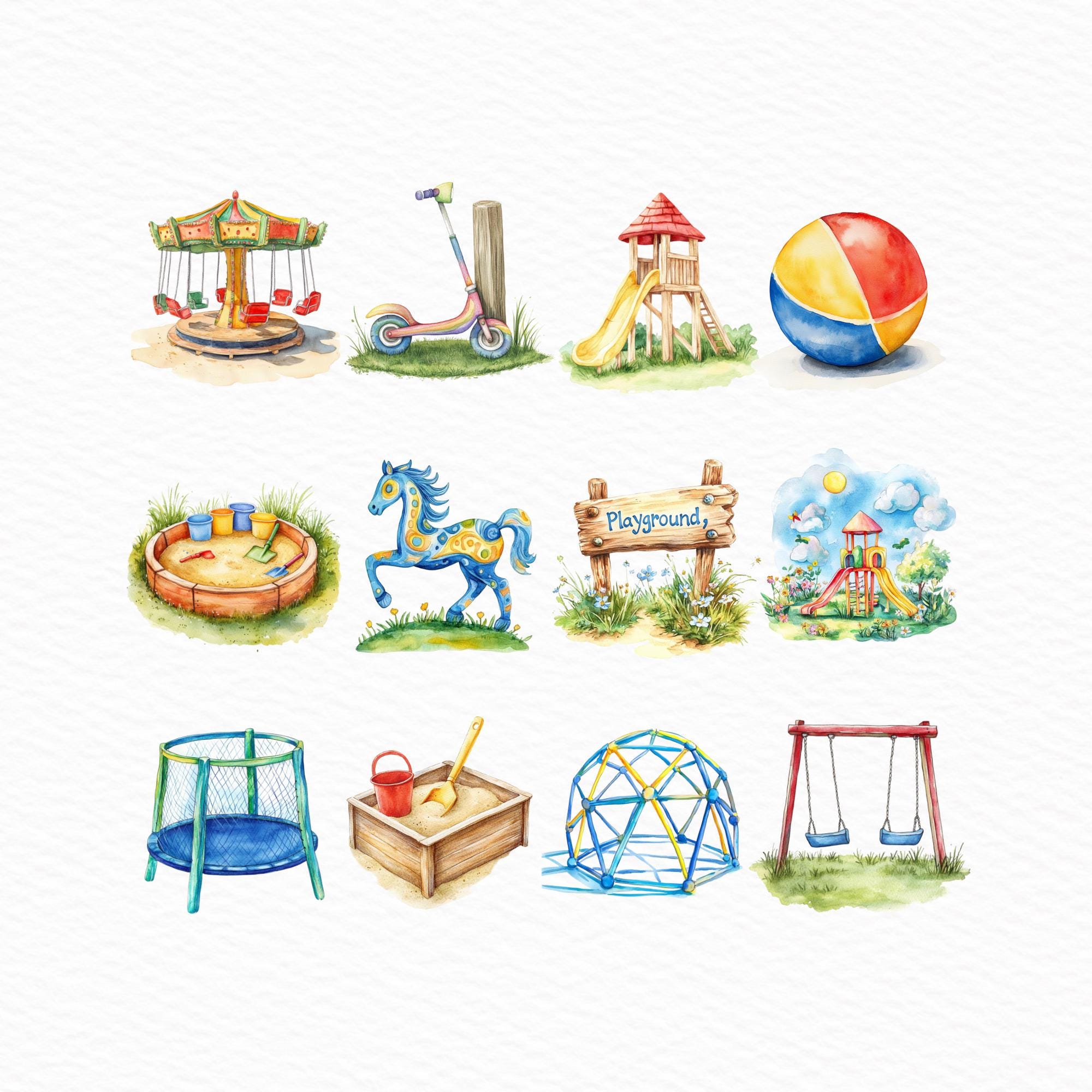 Playground Clipart, Sandbox Illustration, Slide Clipart, School ...