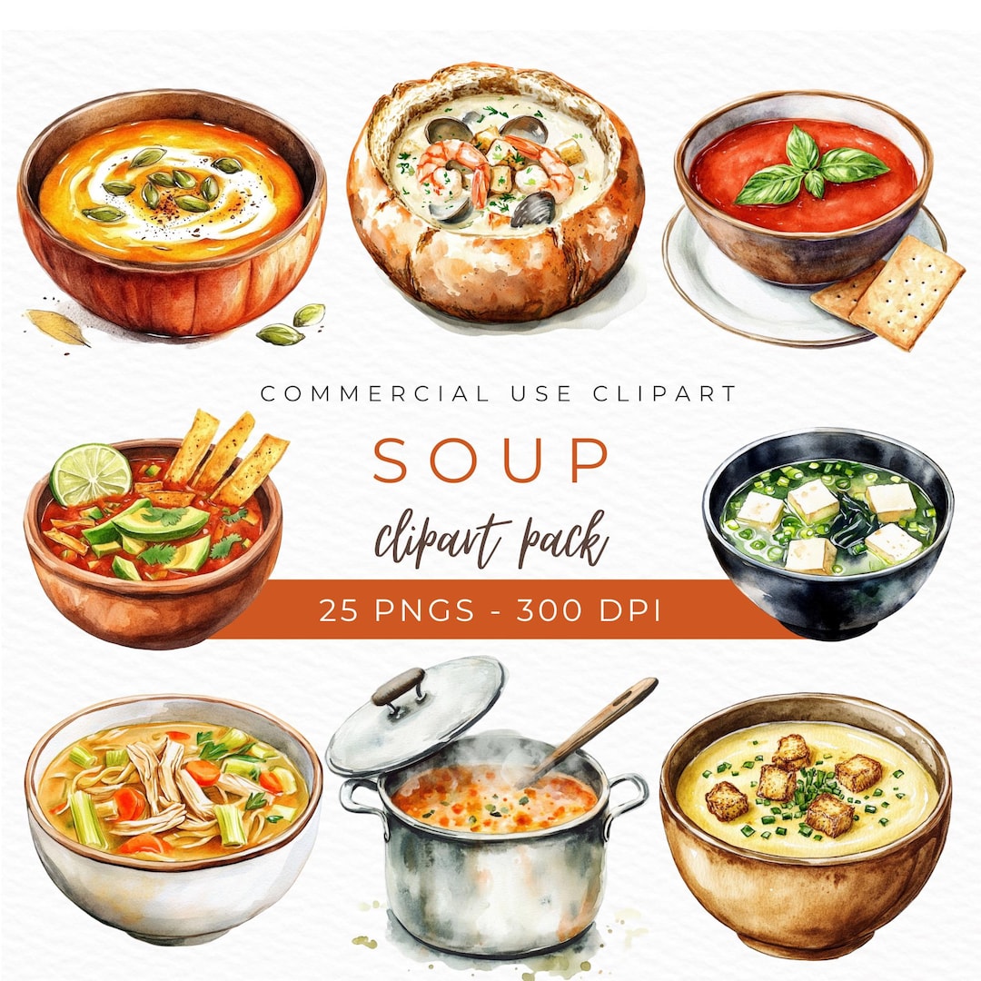 Soup Clipart, Watercolor PNG, Ramen Bowl Illustration, Chicken Noodle ...