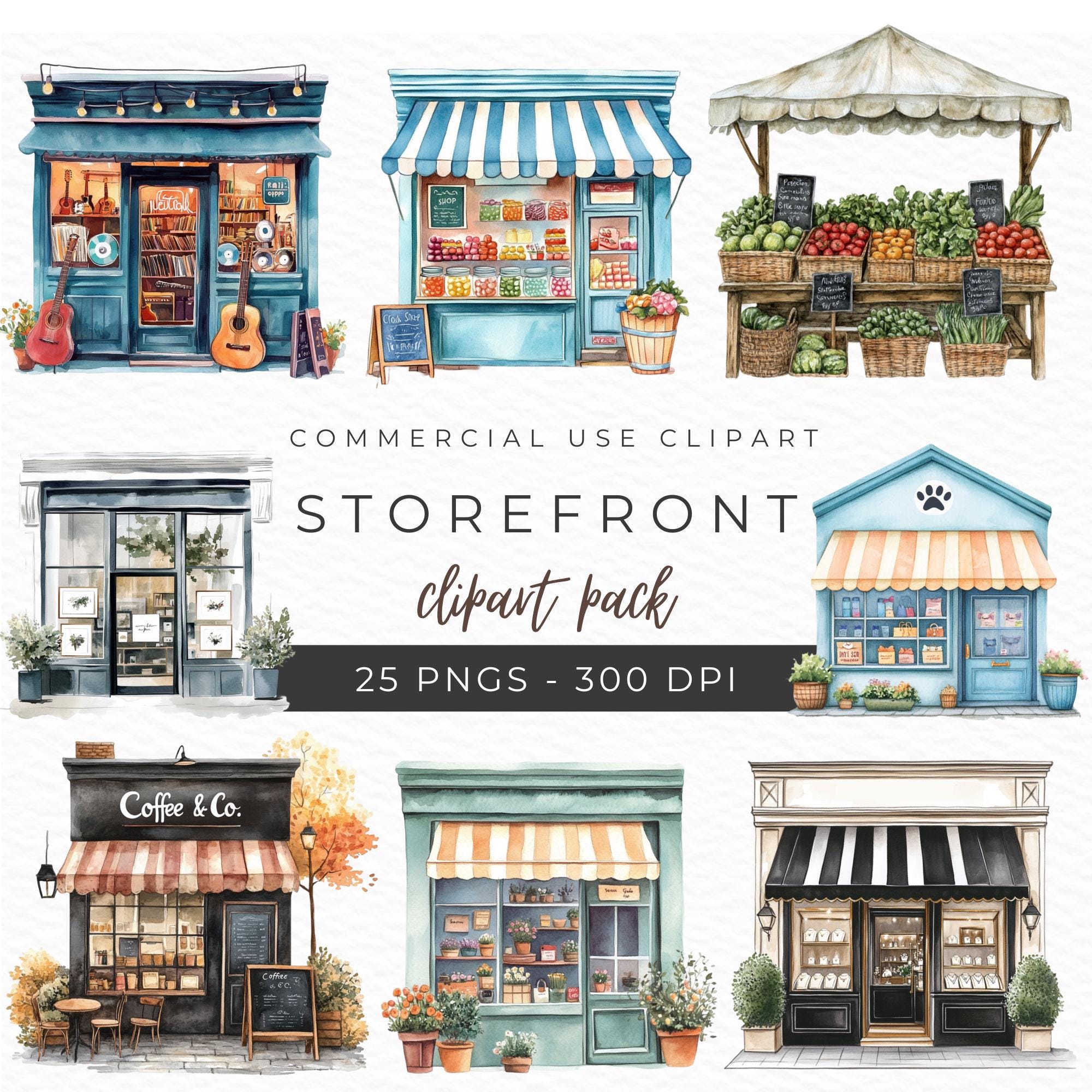 Storefront Clipart, Bakery Store PNG, Candy Shop Illustration, Flower ...